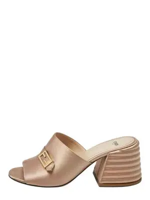 Fendi Block-heel Logo-detail Mules - Pink