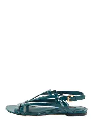 LOUIS VUITTON Patent Leather Logo Strap Sandals - Blue