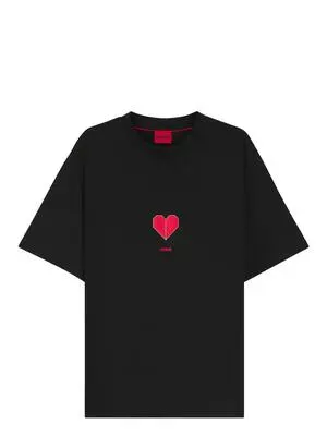 Hugo Heart-print Logo T-shirt - Black