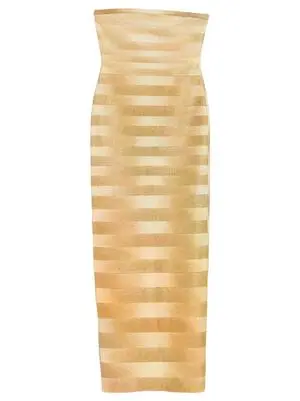 Herve Leger Nia Strapless Maxi Dress - Gold