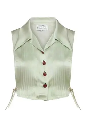 MAISON MARGIELA Sleeveless Polo-collar Top - Green