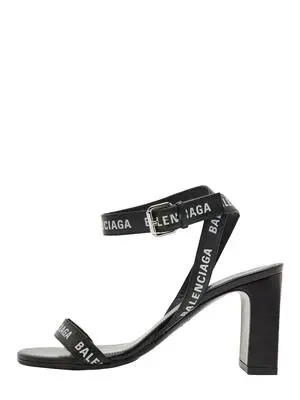 Balenciaga Logo-print Ankle-strap Sandals - Black