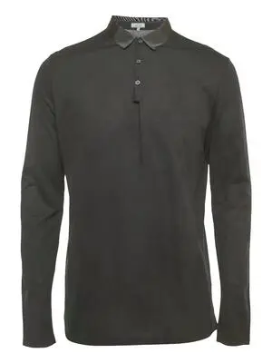 LANVIN Piqué Long-sleeve Polo Shirt - Black