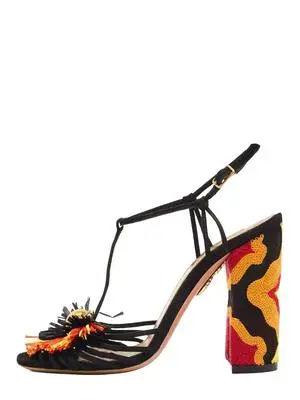 AQUAZZURA T-strap Tassel Sandals - Black