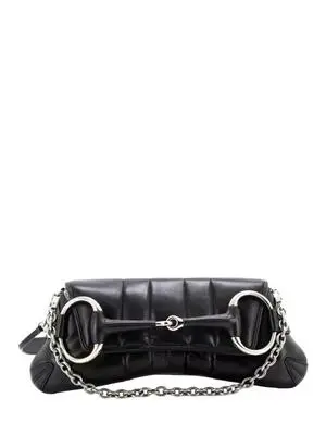 Gucci Horsebit Chain Shoulder Bag Quilted Leather Medium - Black