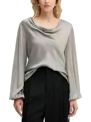 FRACOMINA Cowl Neck Long Sleeve Top - Grey