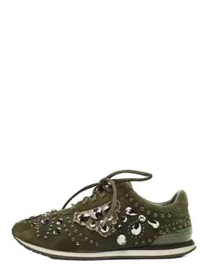 Tory Burch Suede Crystal-embellished Sneakers - Green