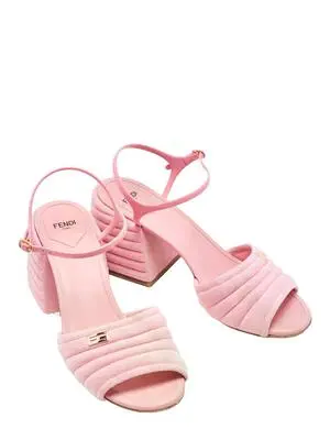 Fendi Ff-logo Ankle-strap Sandals - Pink