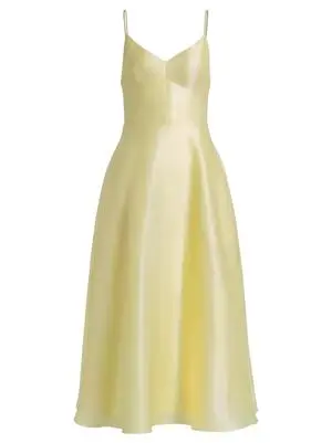 Alberta Ferretti Spaghetti-strap V-neck Midi Dress - Yellow