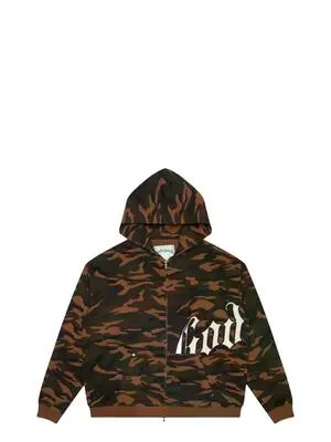 GODSPEED Camouflage-print Zip-up Hoodie - Brown