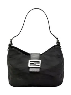 Fendi Ff Zebra Print Canvas Shoulder Bag - Black