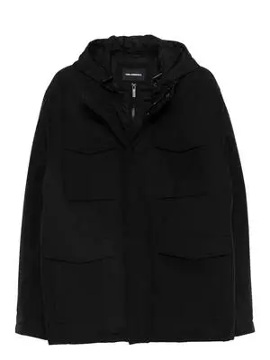 Karl Lagerfeld Flap-pocket Hooded Jacket - Black