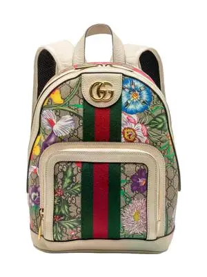 Gucci Gg Supreme Flora Ophidia Backpack - Brown