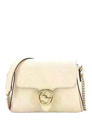 Gucci Interlocking Chain Leather Crossbody Bag - Neutrals