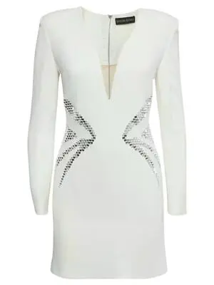 David Koma Mirror-embellished Mini Dress - White