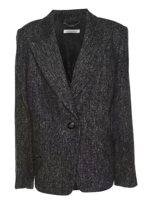 Marina Rinaldi Single-breasted Tweed Blazer - Grey
