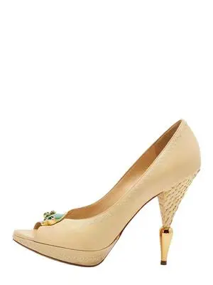 Dior Raffia Peep-toe Pumps - Neutrals
