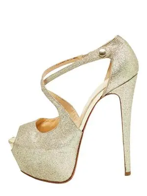 CHRISTIAN LOUBOUTIN Exagona Glitter Platform Pumps - Gold