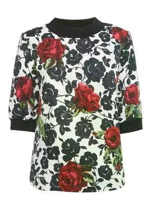 Dolce & Gabbana Jacquard Rose-print Top - White