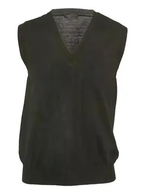 Prada Wool V-neck Top - Black