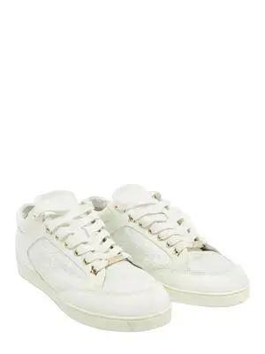 JIMMY CHOO Glitter Leather Low-top Sneakers - White