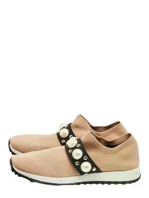 JIMMY CHOO Knitted Studded Sneakers - Neutrals