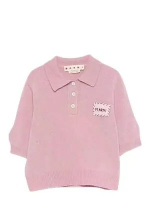 Marni Logo-patch Polo Top - Pink