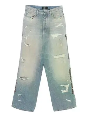 Amiri Distressed Embellished Jeans - Blue