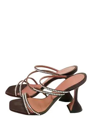 Amina Muaddi Embellished Strappy Sandals - Brown