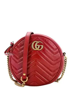 Gucci Gg Marmont Round Mini Crossbody Bag - Red