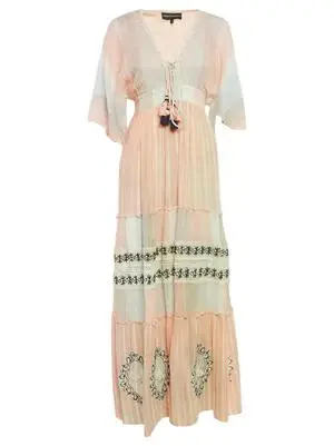 Hemant & Nandita Lace Tassel Maxi Dress - Pink