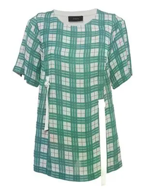 JOSEPH Check-patterned T-shirt With Belt - Green