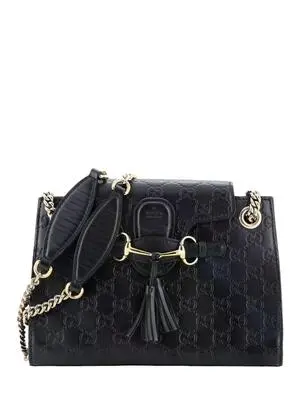 Gucci Emily Chain Flap Ssima Leather Small Shoulder Bag - Black