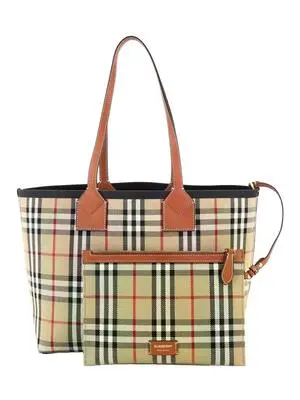 Burberry London Vintage Check Canvas Small Tote Bag - Neutrals