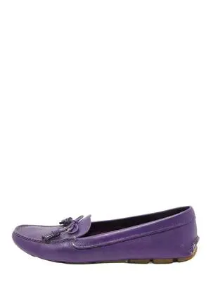 Prada Leather Tassel Loafers - Purple
