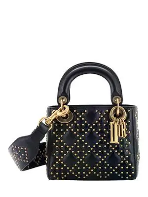 Dior Supple Lady Studded Cannage Mini Bag - Black