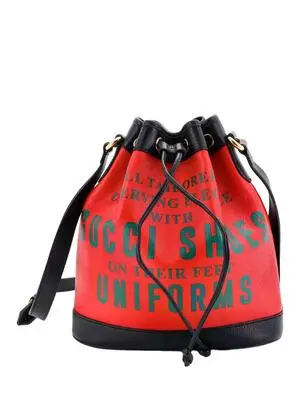 Gucci 100 Printed Leather Bucket Bag - Red