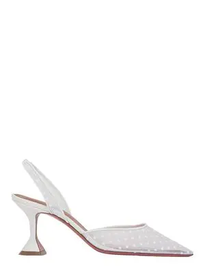 Amina Muaddi Holli Dotted Slingback Pumps - White