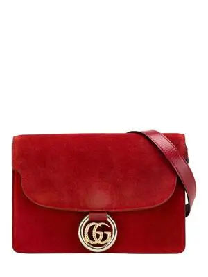 Gucci Small Suede Gg Ring Torchon Crossbody Bag - Red