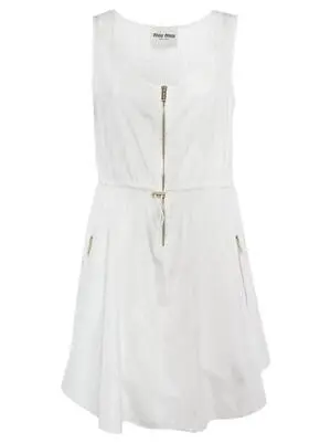 Miu Miu Zip Sleeveless Mini Dress - White