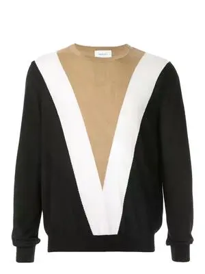 PORTS V Color Block Sweater - Black