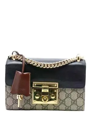Gucci Gg Supreme Padlock Crossbody Bag - Brown