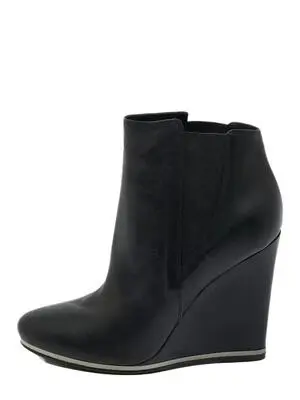 LE SILLA Leather Wedge Ankle Boots - Black