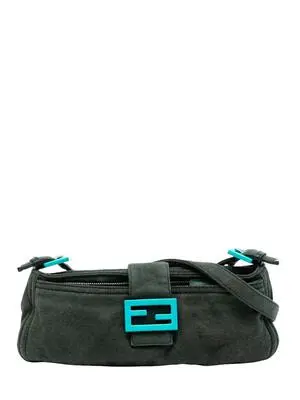 Fendi 2000-2010 Wool Mamma Baguette Shoulder Bag - Green
