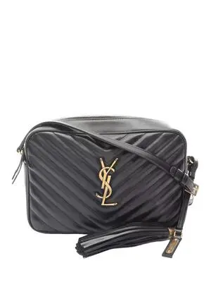 Saint Laurent 2010s Lou Roux Monogram Chevron Shoulder Bag - Black