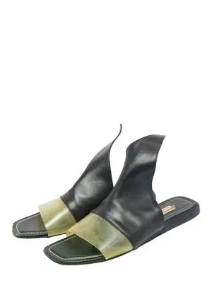 Balenciaga Leather Slide Sandals - Black