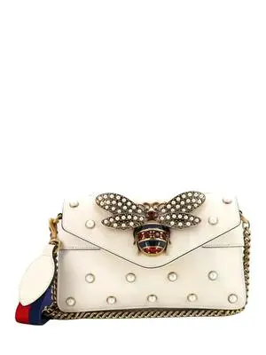 Gucci Broadway Pearly Bee Embellished Mini Shoulder Bag - Neutrals