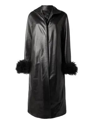 Alaïa Shearling-trimmed Leather Coat - Black