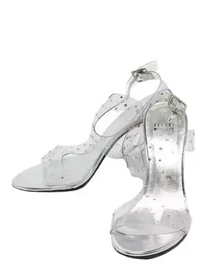 STUART WEITZMAN Crystal Embellished T-strap Sandals - White