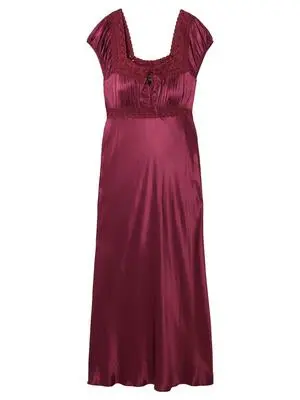 Rixo Maeva Scalloped Broderie Anglaise-trimmed Satin Midi Dress - Burgundy